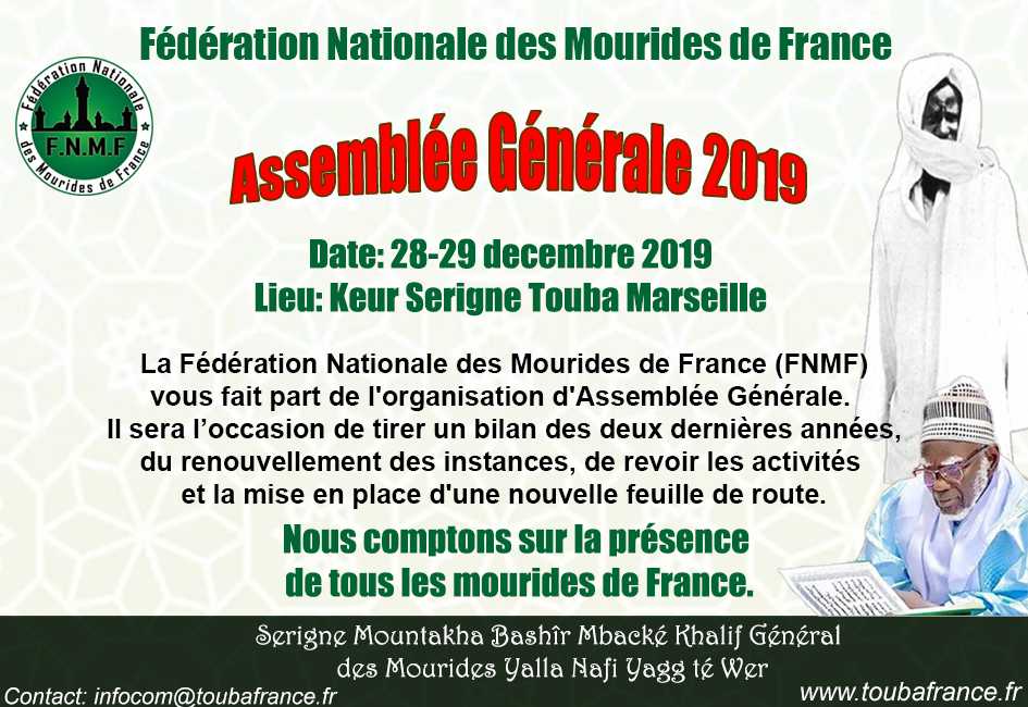 Agenda : AG 2019 de la La Fédération Nationale des Mourides de France ...